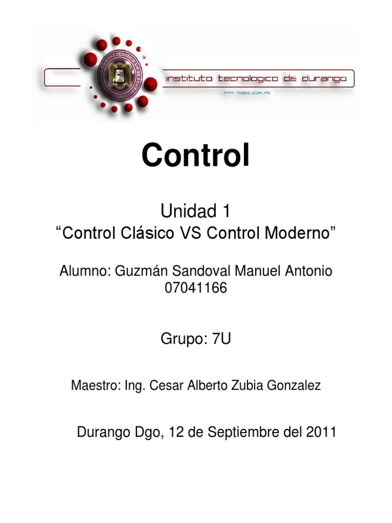Control Clásico y Moderno: Comparativa | PDF | Sistema de control ...