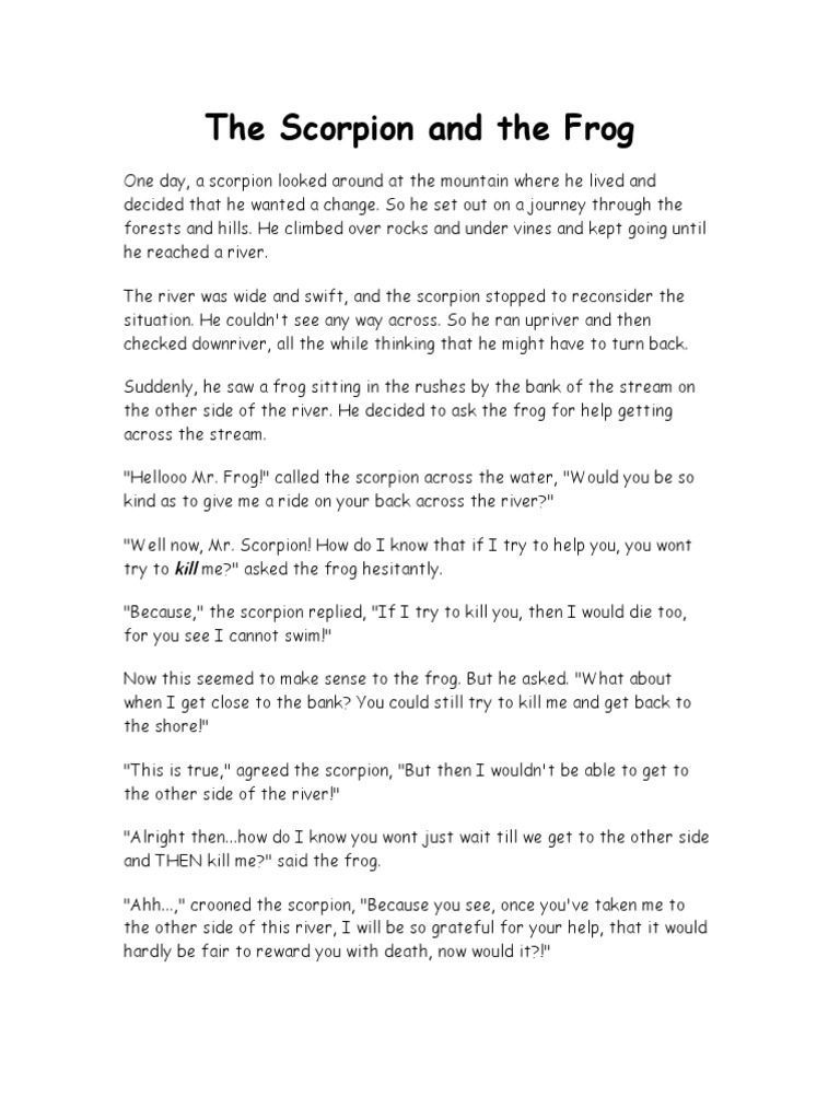 The Scorpion and The Frog | PDF | Aquatic Tetrapods | Zoology