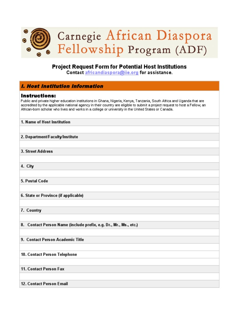 Project Request Form for Host Institutions | PDF | Academia | Cognition