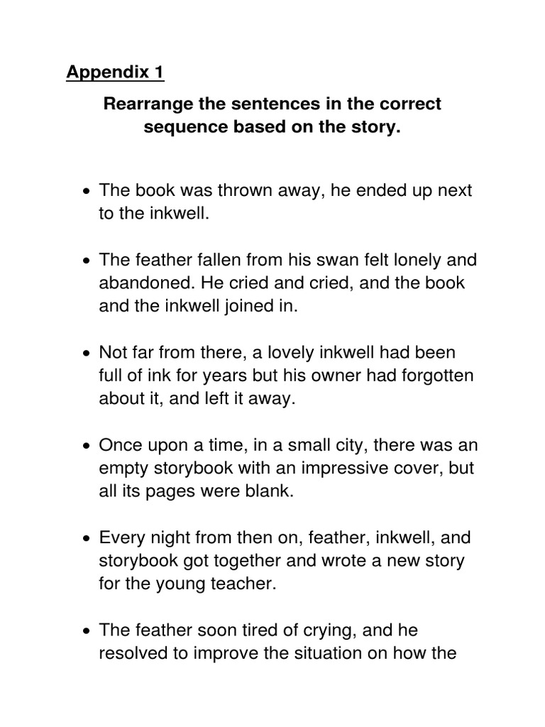 Rearrange The Sentences in The Correct Sequence Based On The Story | PDF