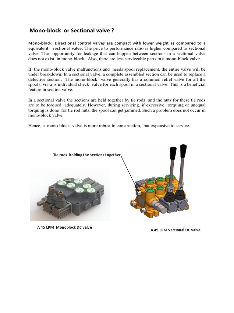 Monoblock vs Sectional Valve Comparison | PDF