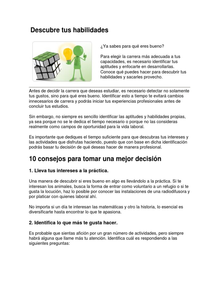Cómo descubrir tus habilidades profesionales | PDF | Conocimiento ...