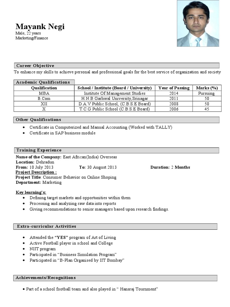 Mayank Negi's Marketing Resume | PDF