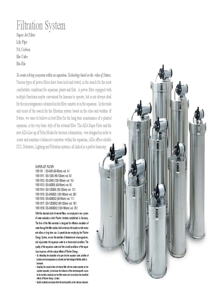 ADA Filtration System | PDF | Aquarium | Filtration