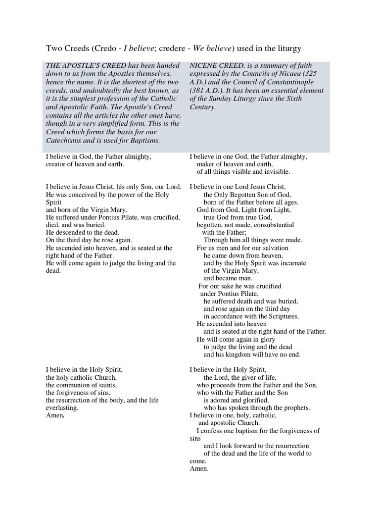Two Creeds | PDF | Catholic Church | Systematic Theology