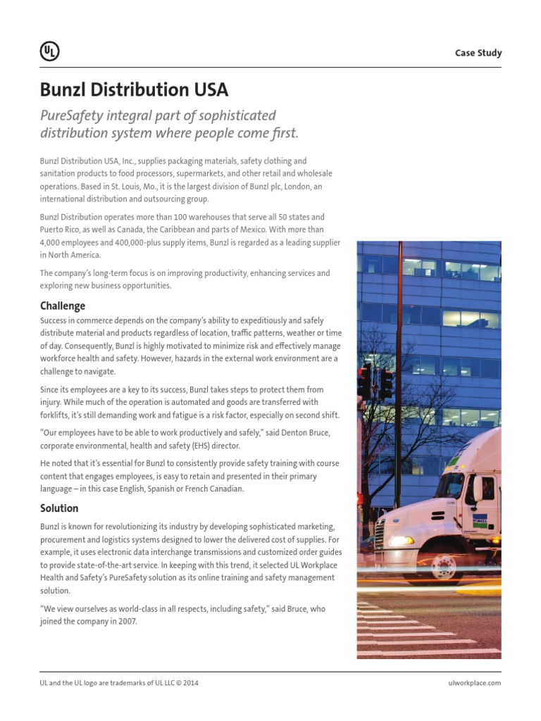 Bunzl Distribution USA Case Study by UL Workplace | PDF | Occupational ...