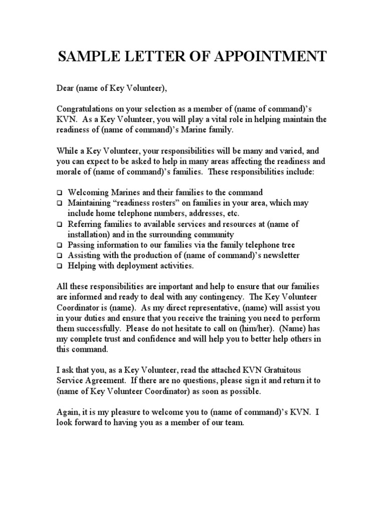 Sample Letter of Appointment | PDF