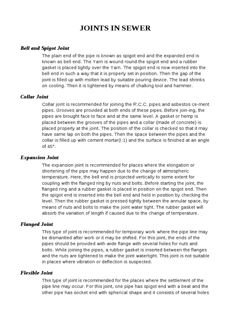 Bell and Spigot Pipe Joint Overview | PDF | Nut (Hardware) | Pipe ...