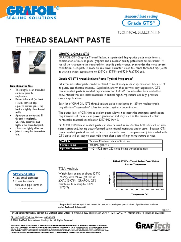 Grafoil Grade Gts (Thread S | PDF | Building Engineering | Industries
