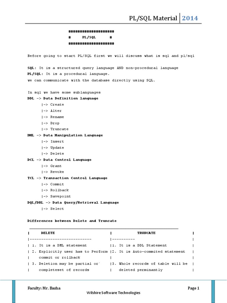 PLSQL PDF | PDF | Pl/Sql | Sql