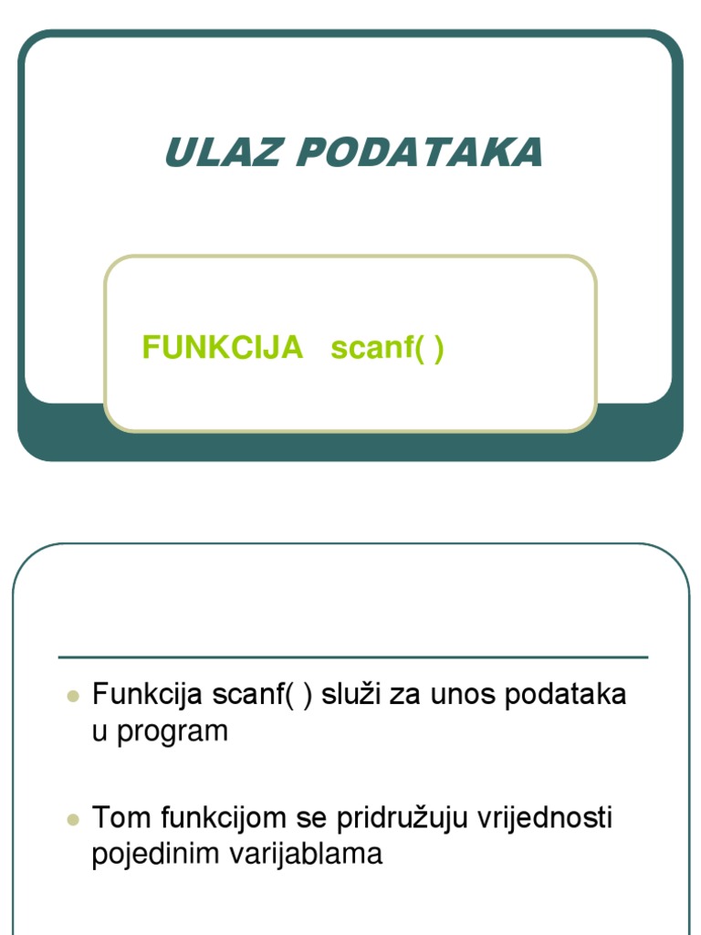 Scanf Funkcija, C Jezik, Programiranje | PDF