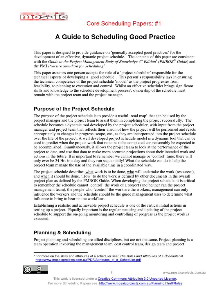 Good Scheduling Practice | PDF | Project Management | Scheduling ...