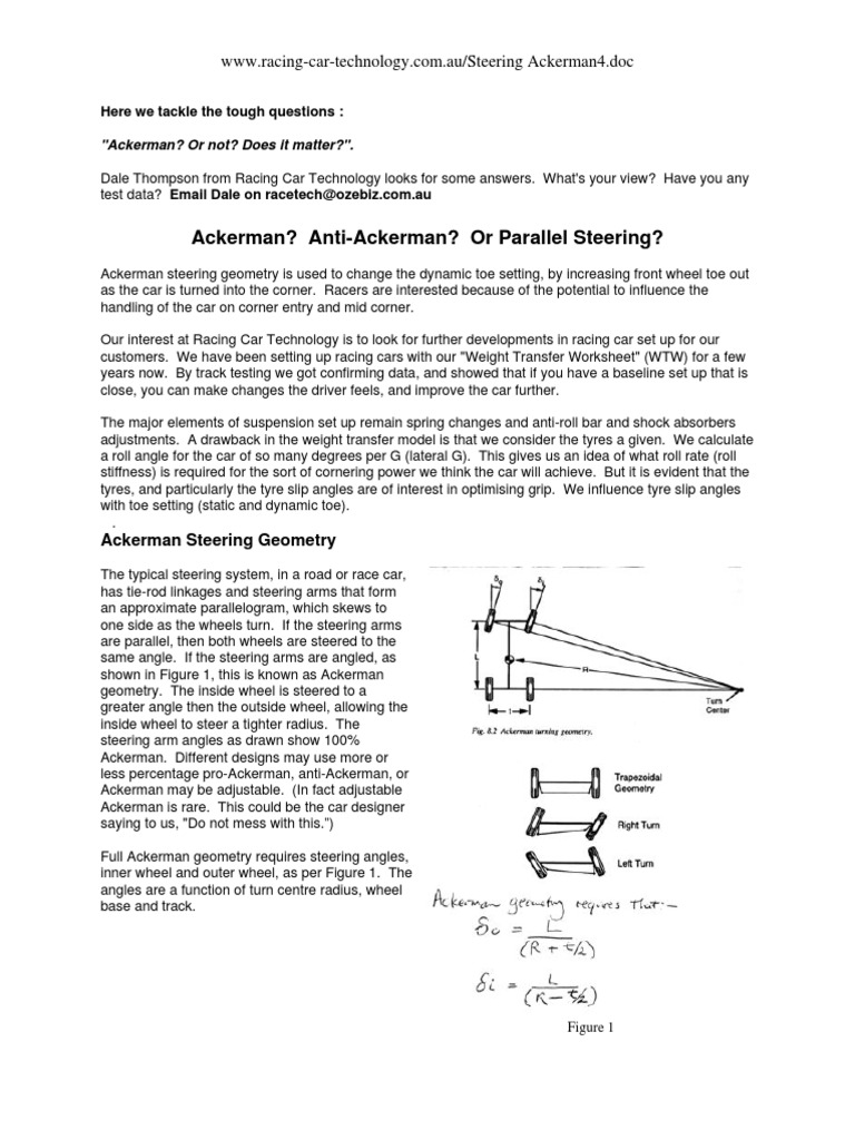 Ackerman? Anti-Ackerman? or Parallel Steering? | PDF | Tire | Steering