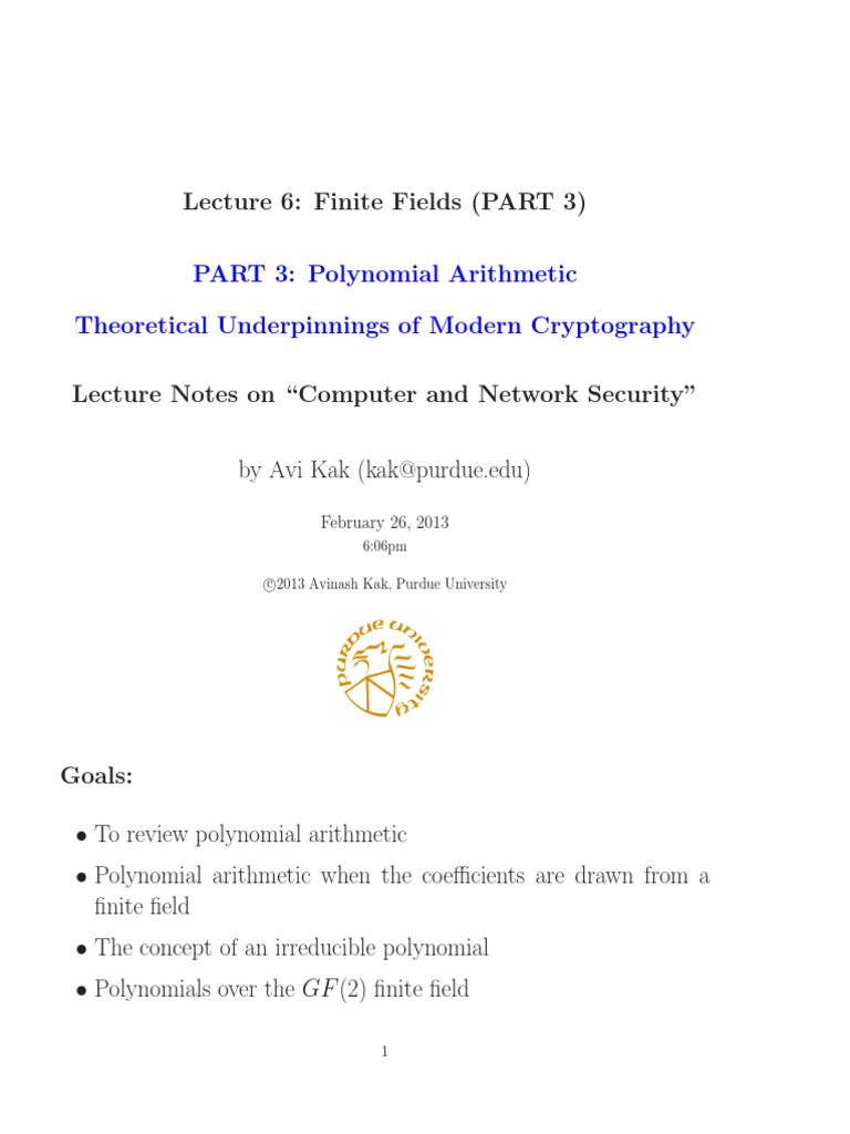PART 3: Polynomial Arithmetic Theoretical Underpinnings of Modern ...