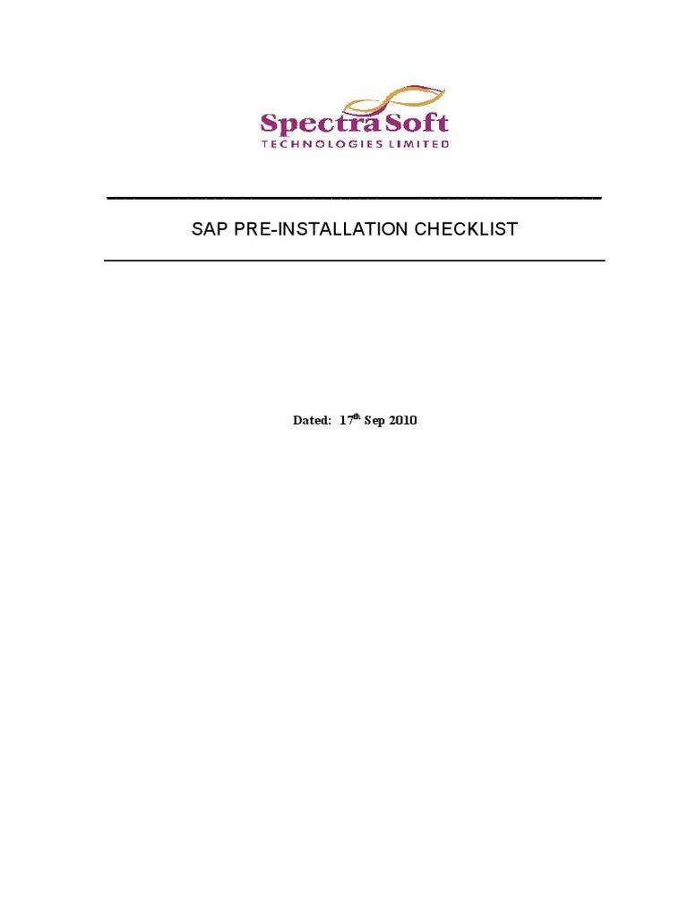 Sap Pre Installation Checklist Final | PDF | Office Equipment ...