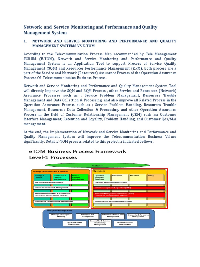 Network and Service Monitoring and Performance and Quality Management ...