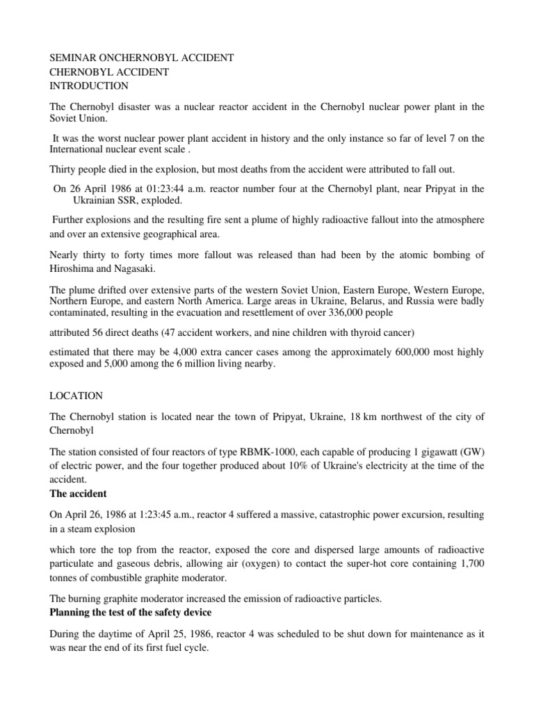 Chernobyl | PDF | Safety | Nuclear Power Stations