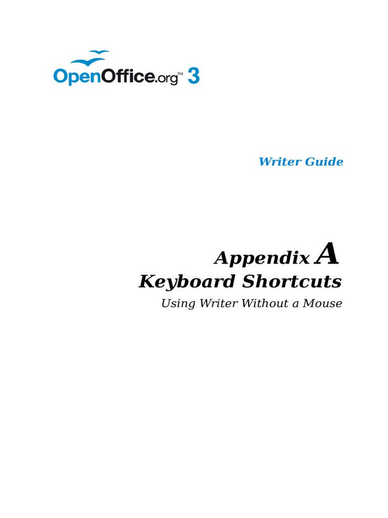Appendix Keyboard Shortcuts Writer Guide Pdf Computer Keyboard Keyboard Shortcut 