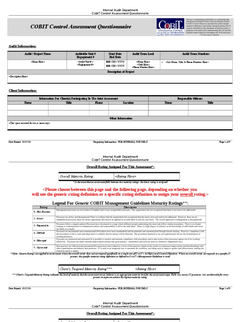 Cobit Questionnaire Template-General | PDF | Incident Management ...
