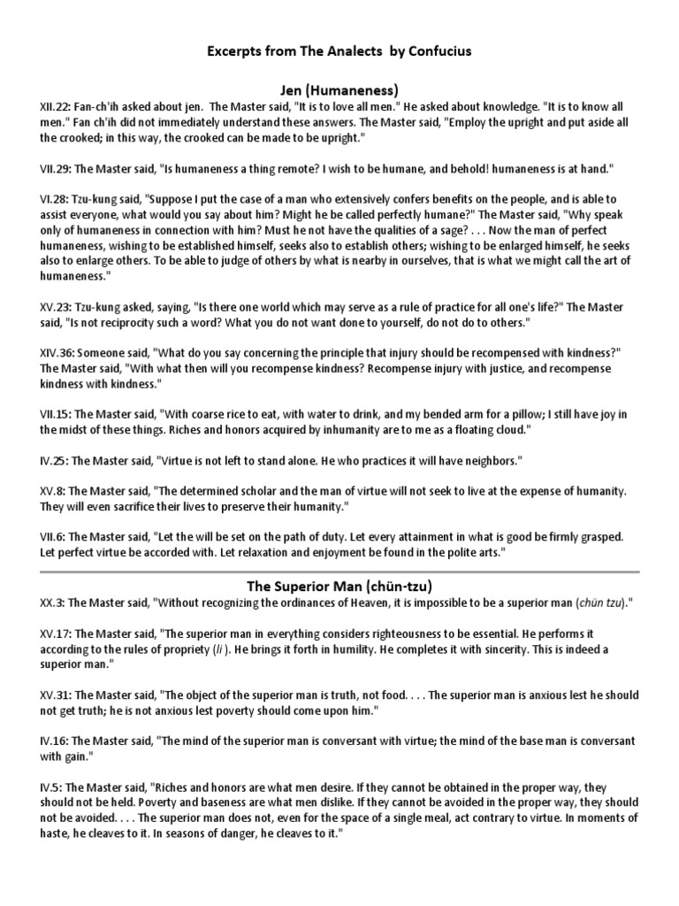 Excerpts From The Analects by Confucius | PDF | Confucius | Analects