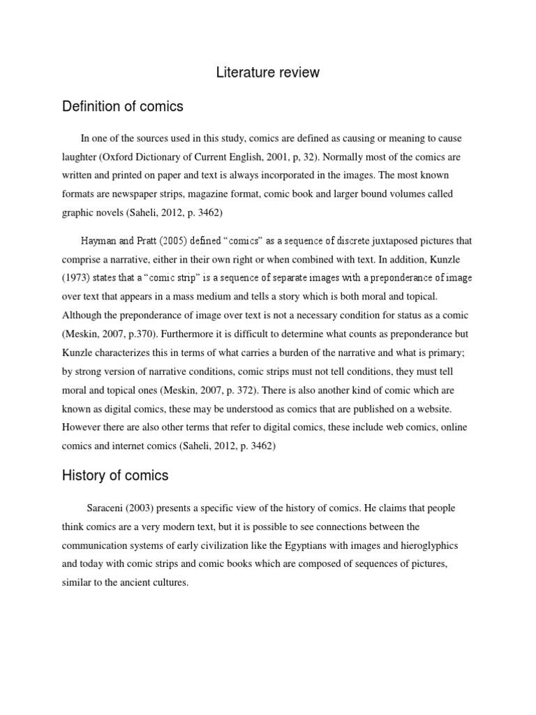 Literature Review Definition of Comics | PDF | Comic Book | Comics