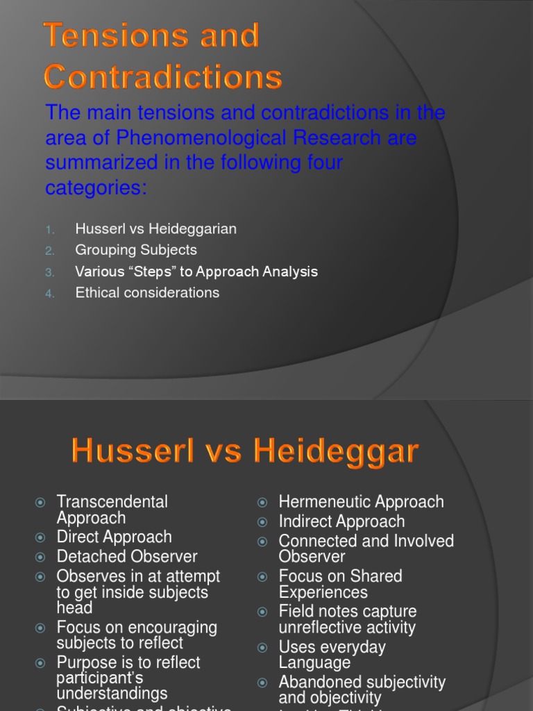 The Main Tensions and Contradictions in The Area of Phenomenological ...