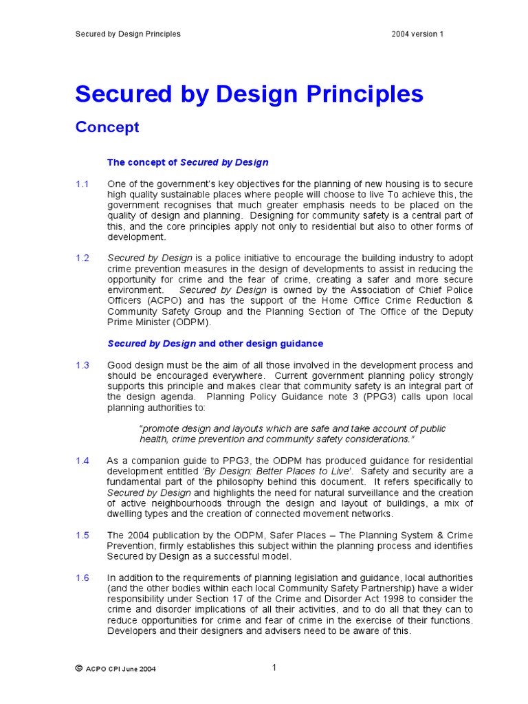 Secured by Design Principles: Concept | PDF | Lighting | Crime Prevention