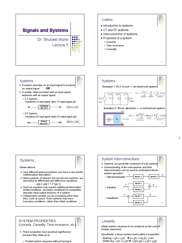 EEE223 Lec5 Handouts | PDF | Signal (Electrical Engineering) | Nonlinear System