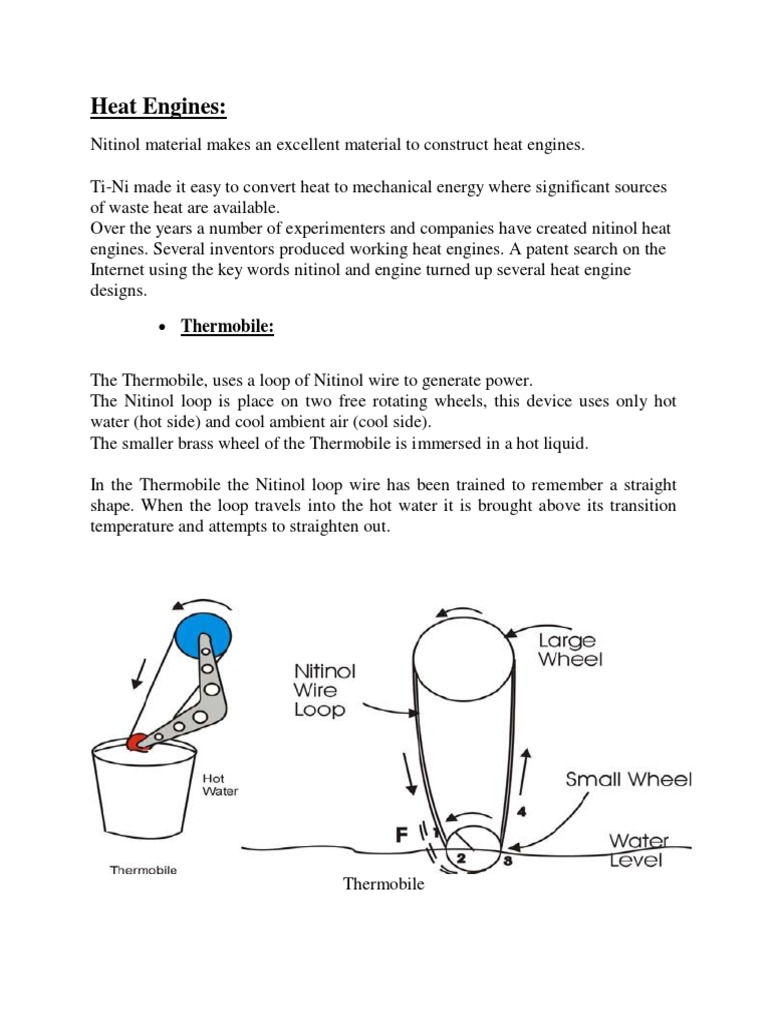 Nitinol Heat Engines Explained | PDF | Engines | Water Heating