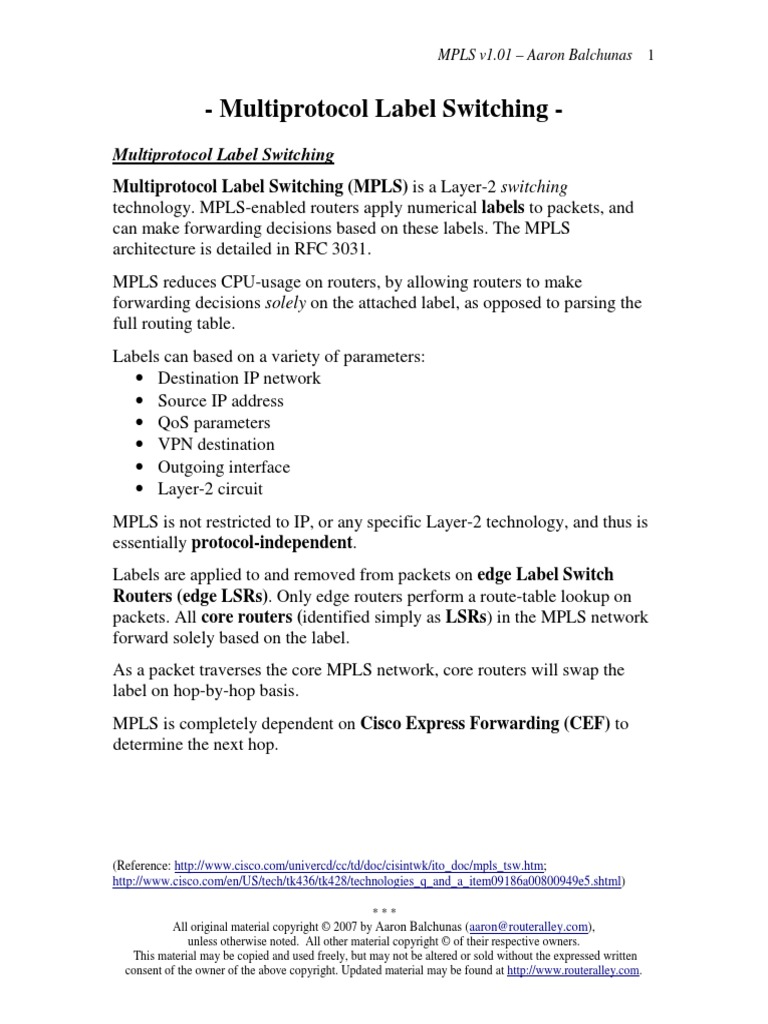 Multiprotocol Label Switching | PDF | Multiprotocol Label Switching ...
