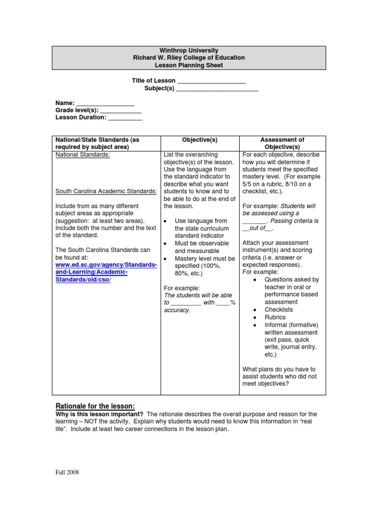 Planning for Student Success: A Comprehensive Lesson Plan Template ...