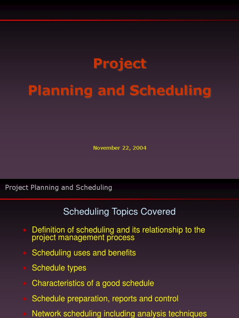 Planning and Scheduling | PDF | Scheduling (Production Processes ...