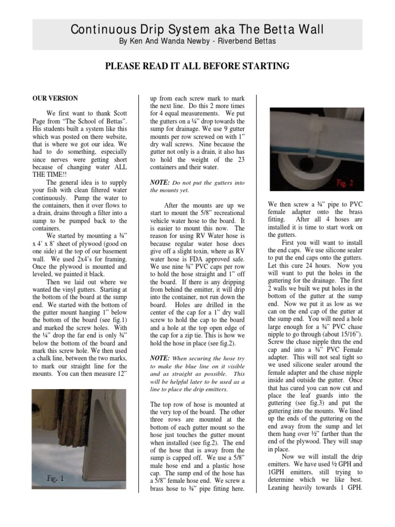 Continuous Drip System Aka The Betta Wall: Please Read It All Before ...