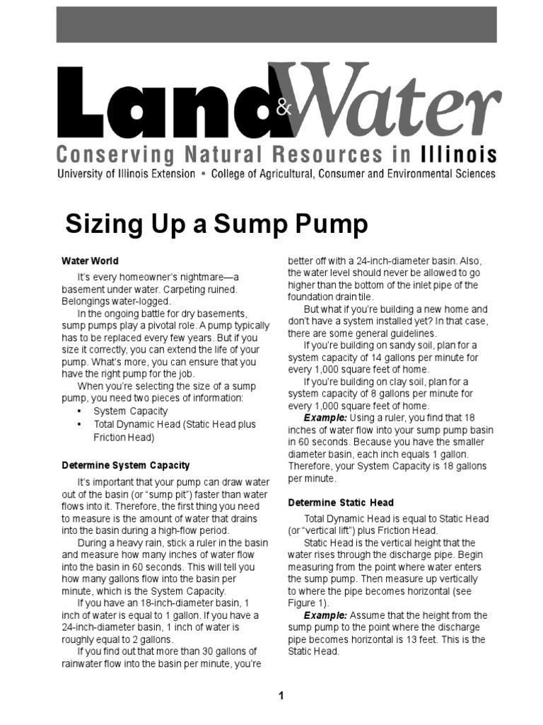 Sump Pump Sizing and Installation Guide | PDF