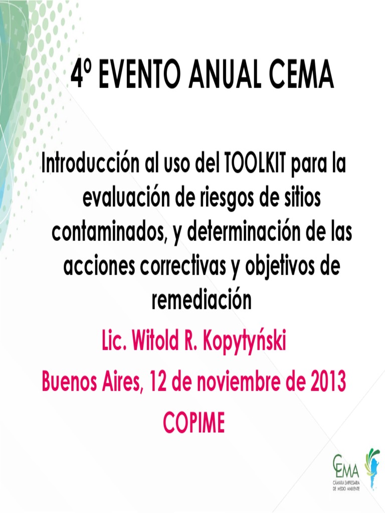 09evaluacion de Riesgos RBCA Toolkit | PDF | Agua subterránea | Suelo