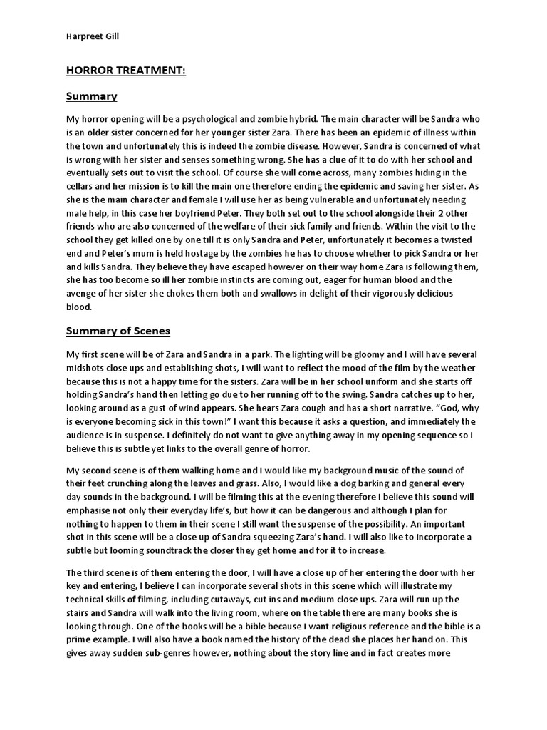 Horror Treatment | PDF | Horror Films | Zombies