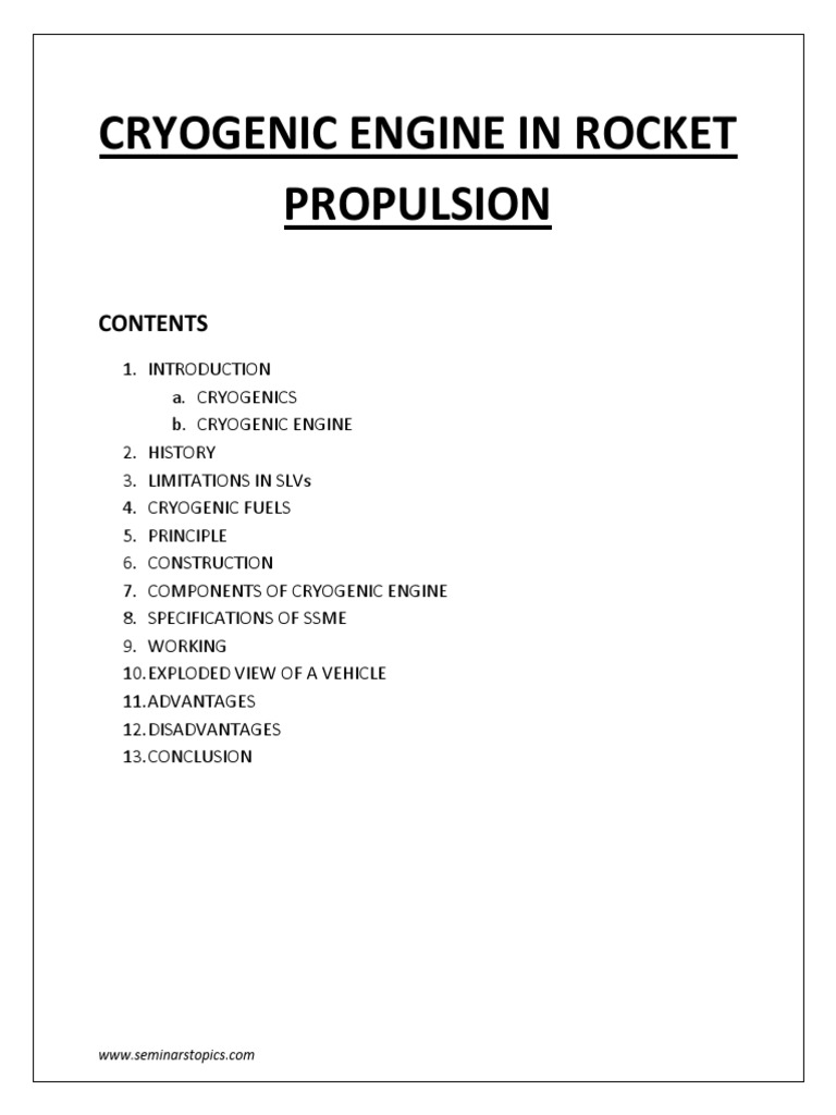 Cryogenic Engine in Rocket Propulsion | PDF | Rocket Propellant ...