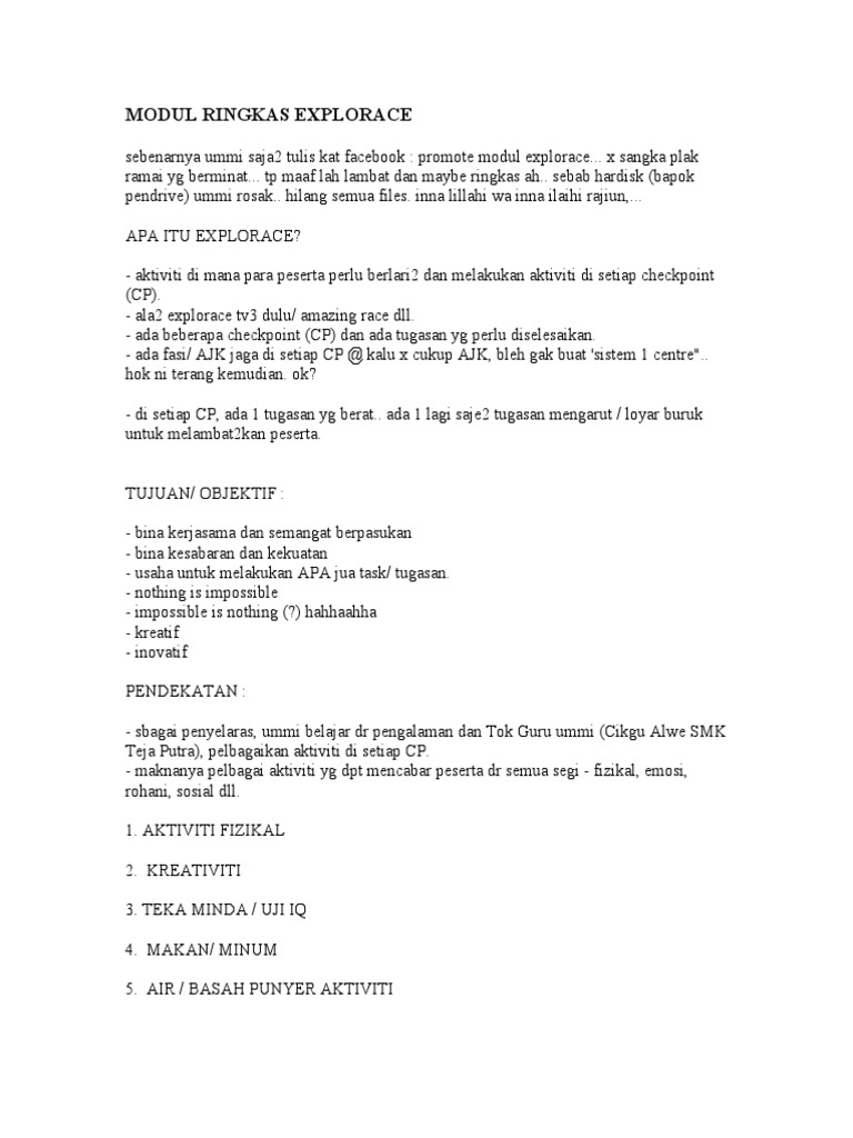 Modul Ringkas Explorace | PDF