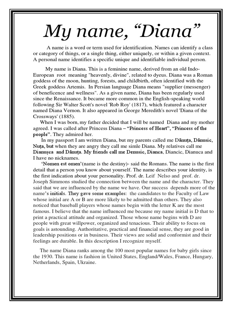My Name | PDF | Diana
