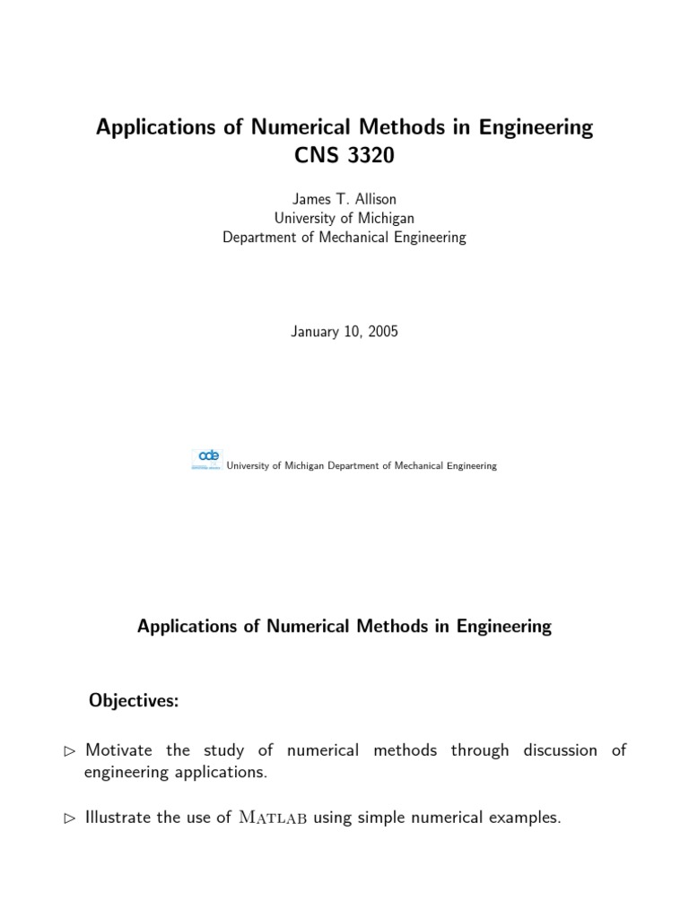 Application of Numerical Method Eng'Ng | PDF | Numerical Analysis ...