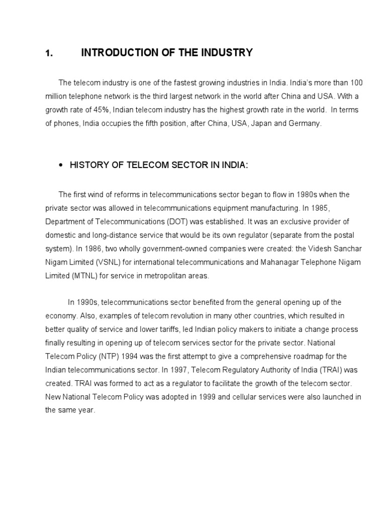 1 Inroduction of Industry | PDF | Telecommunications | Communication