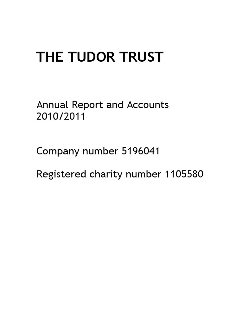 Tudor Trust Annual Report and Accounts 2010-2011 | PDF | Grant (Money ...