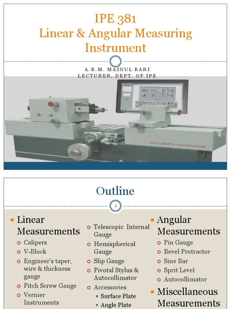 Linear & Angular Measuring Instruments (Not Started) | PDF | Tools ...
