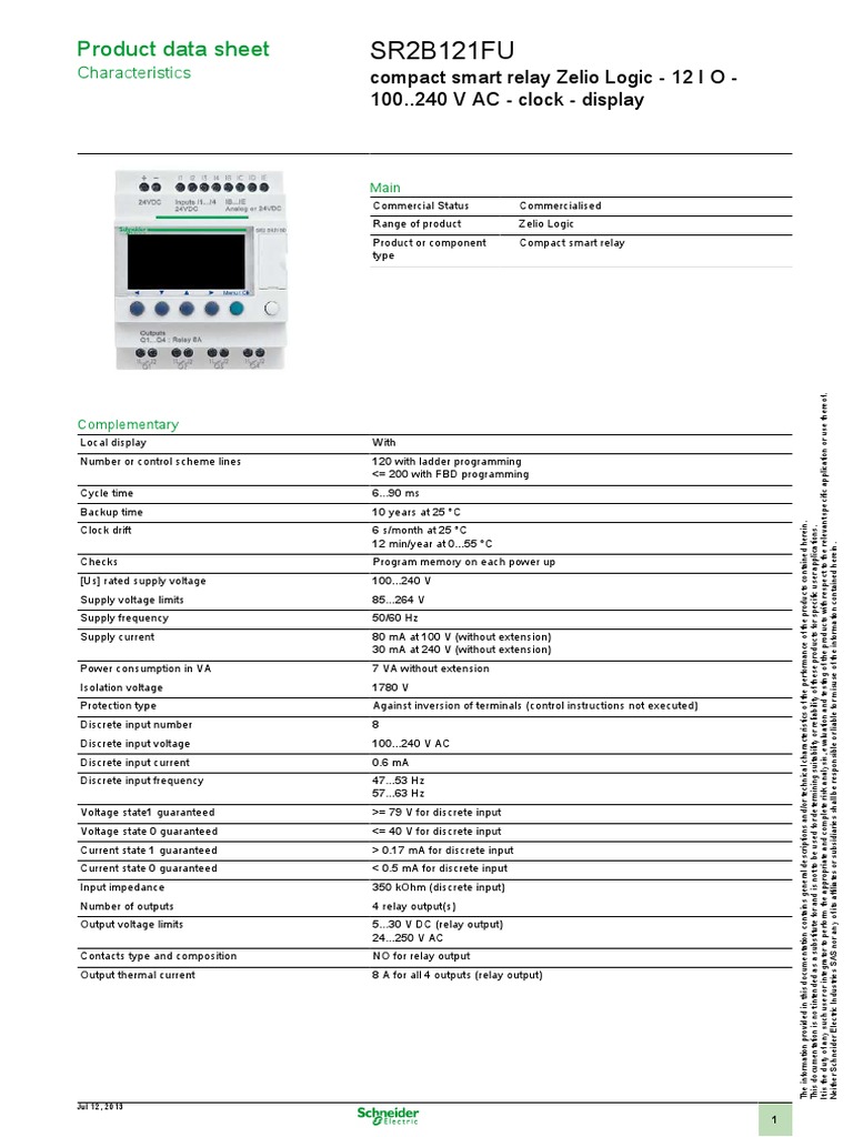 SR2B121FU: Product Data Sheet | PDF | Relay | Equipment