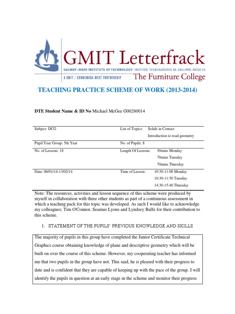 Sample DCG Scheme of Work | PDF | Geometry | Test (Assessment)