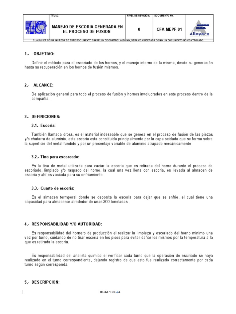 Manejo de Escoria en Fusión de Aluminio | PDF | Aluminio | Química