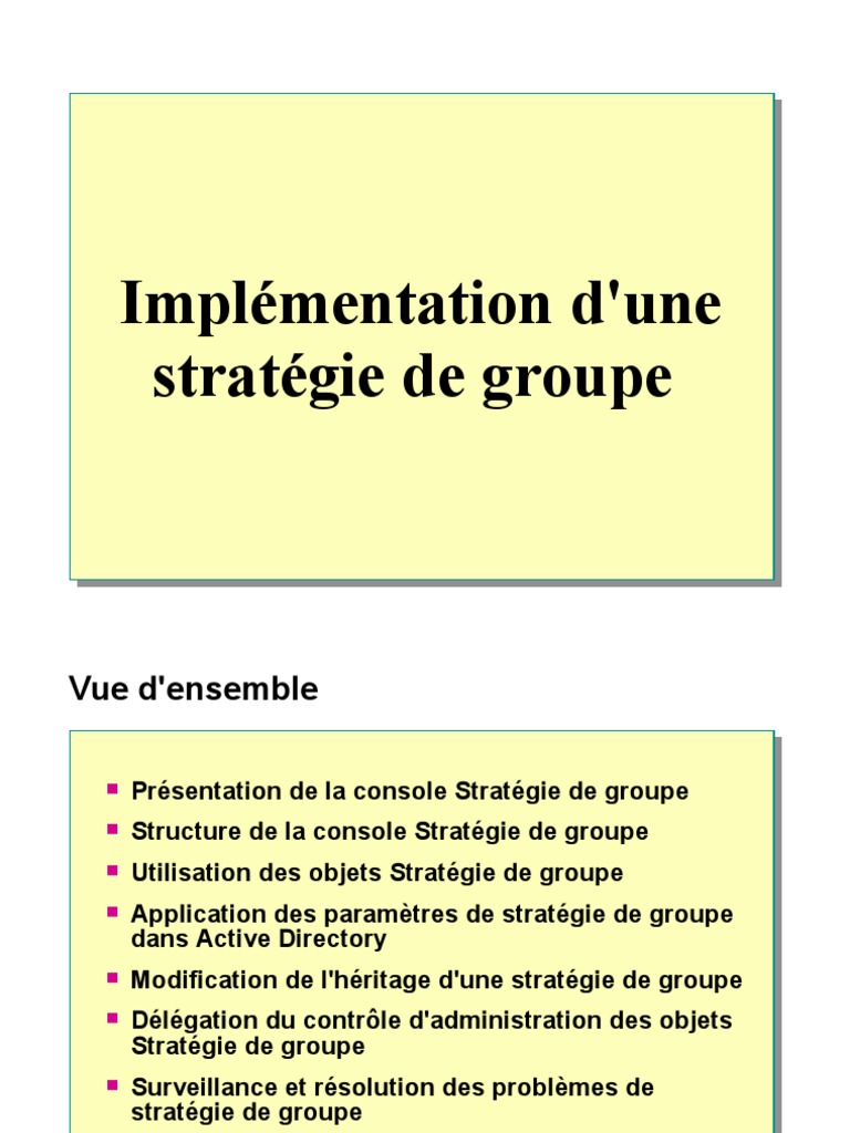 Stratégies Groupes | PDF | Stratégies de groupe | Active Directory