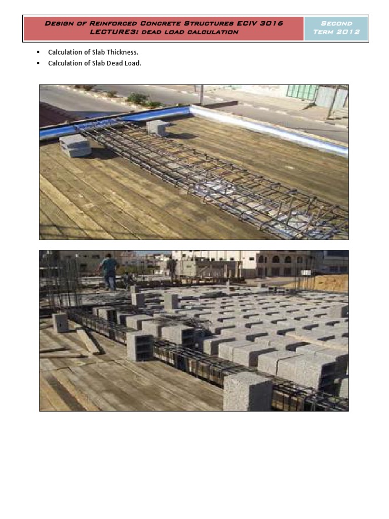 Dead Load Calculation for Slabs | PDF | Reinforced Concrete | Concrete