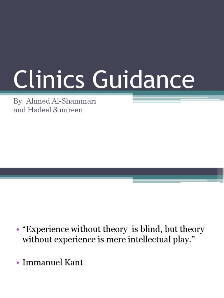 Clinics Guidance: By: Ahmed Al-Shammari and Hadeel Sumreen | PDF ...