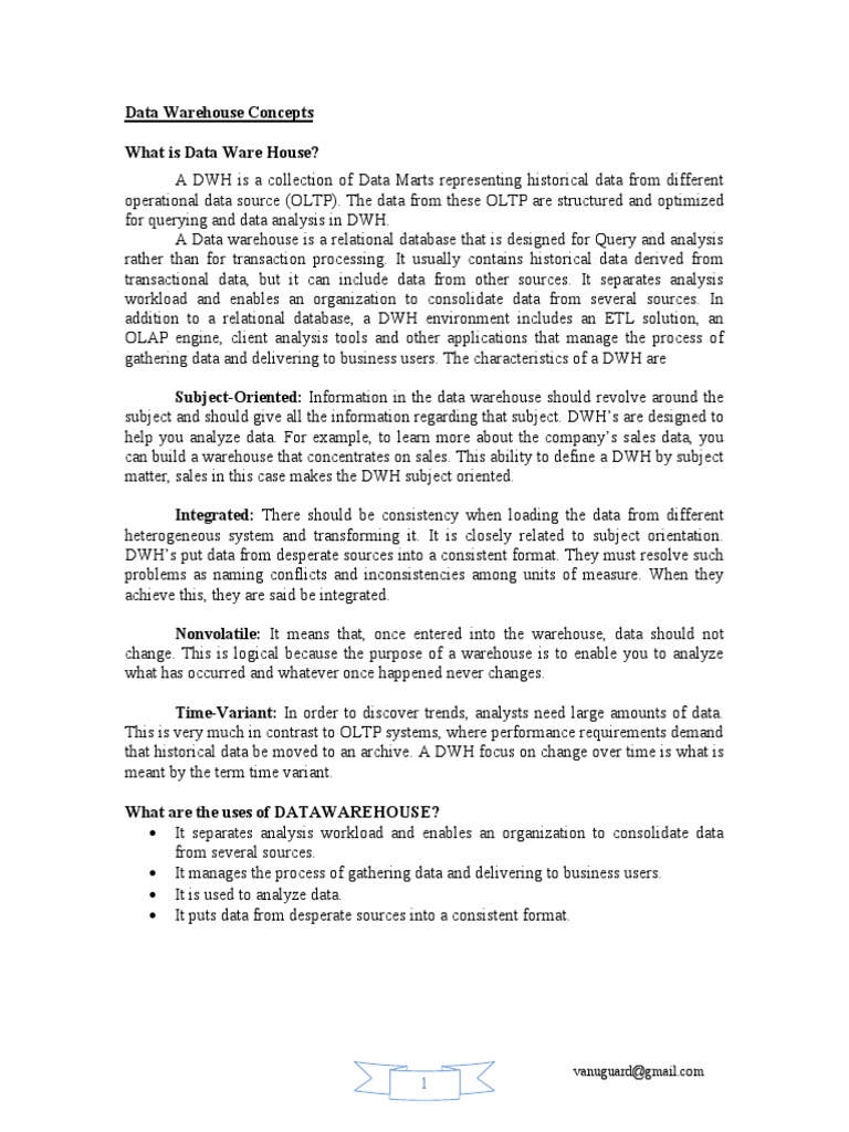 Dataware Housing Concepts Pdf Data Warehouse Databases